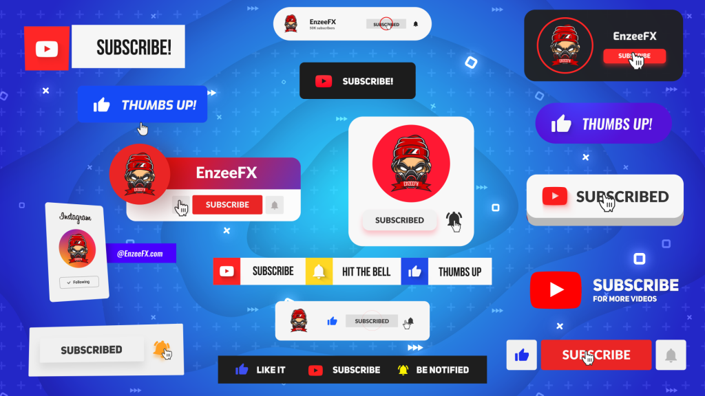 +16 YouTube Subscribe buttons pack – EnzeeFX